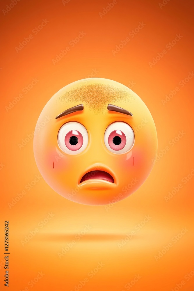 Worried emoji with sweaty forehead, nervous expression, soft ambient ...