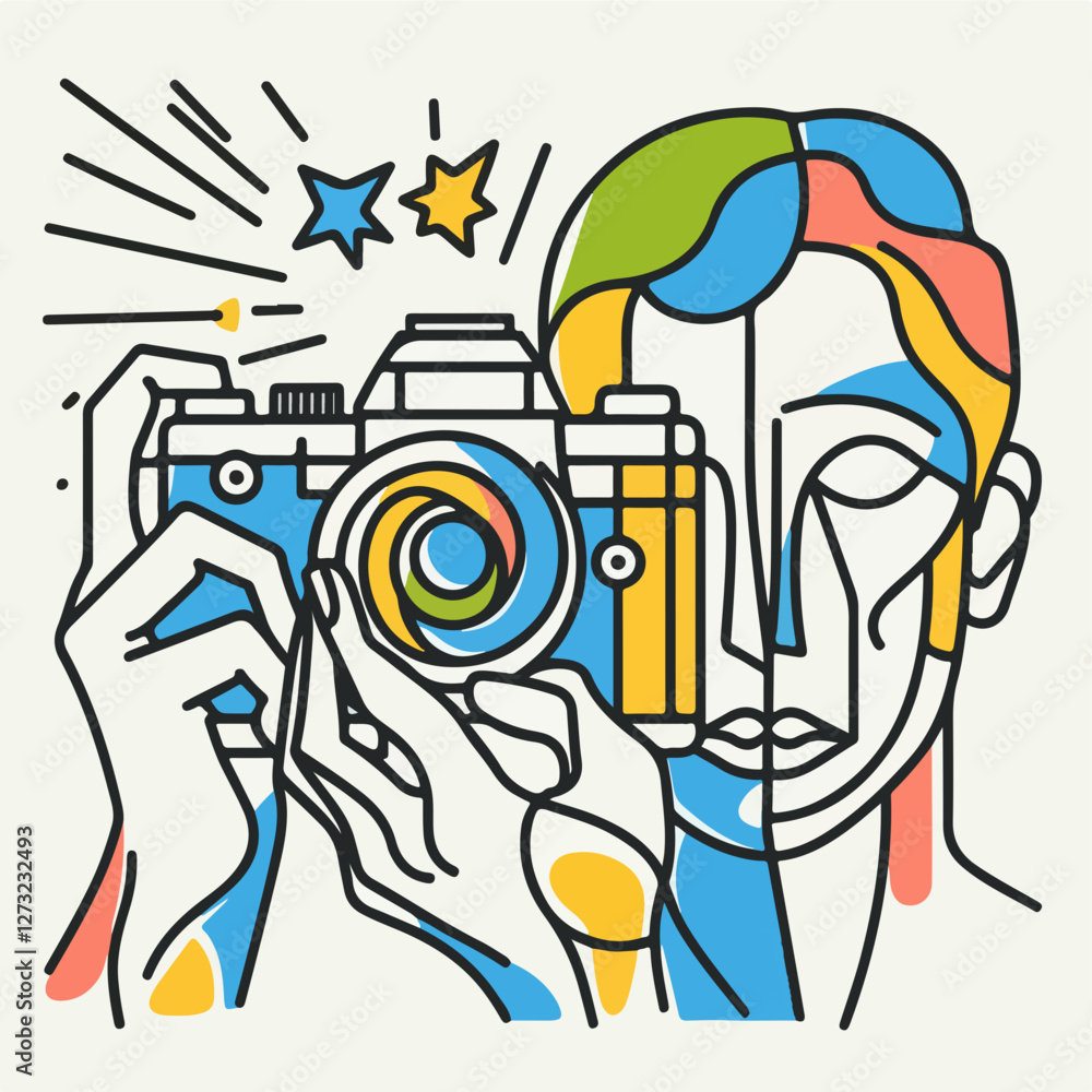 Artistic Gaze: A colorful, abstract illustration showcases a ...