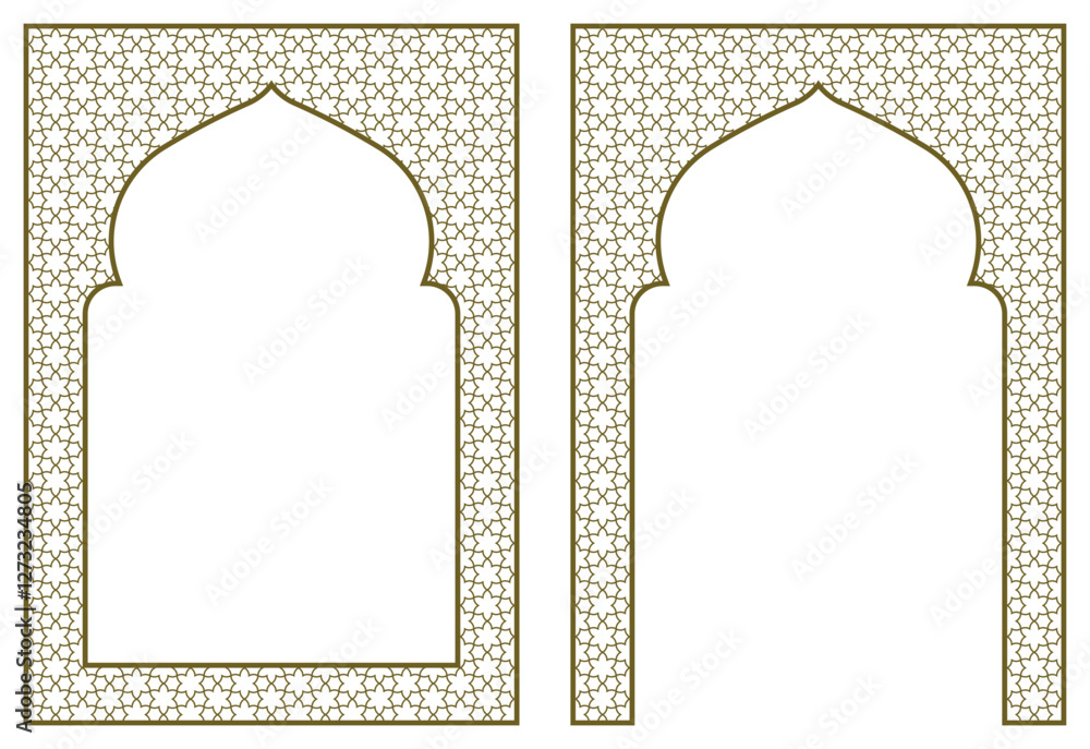 Rectangular arch and frame .Proportion A4 format .Arabic ornament for ...