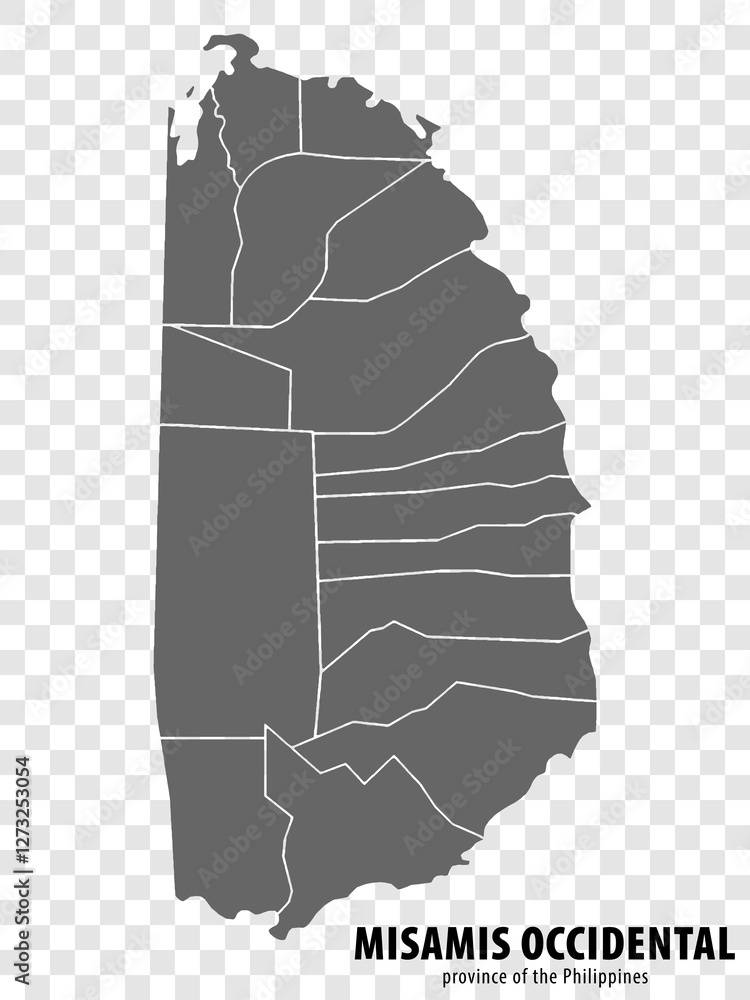 Blank map Misamis Occidental of Philippines. High quality map Misamis ...