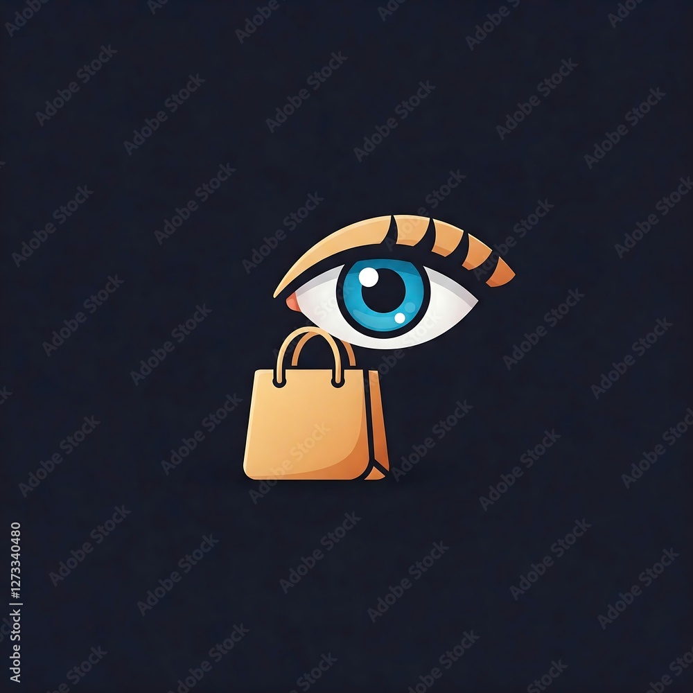 eye watching over a shopping bag, symbolizing consumer vigilance and ...