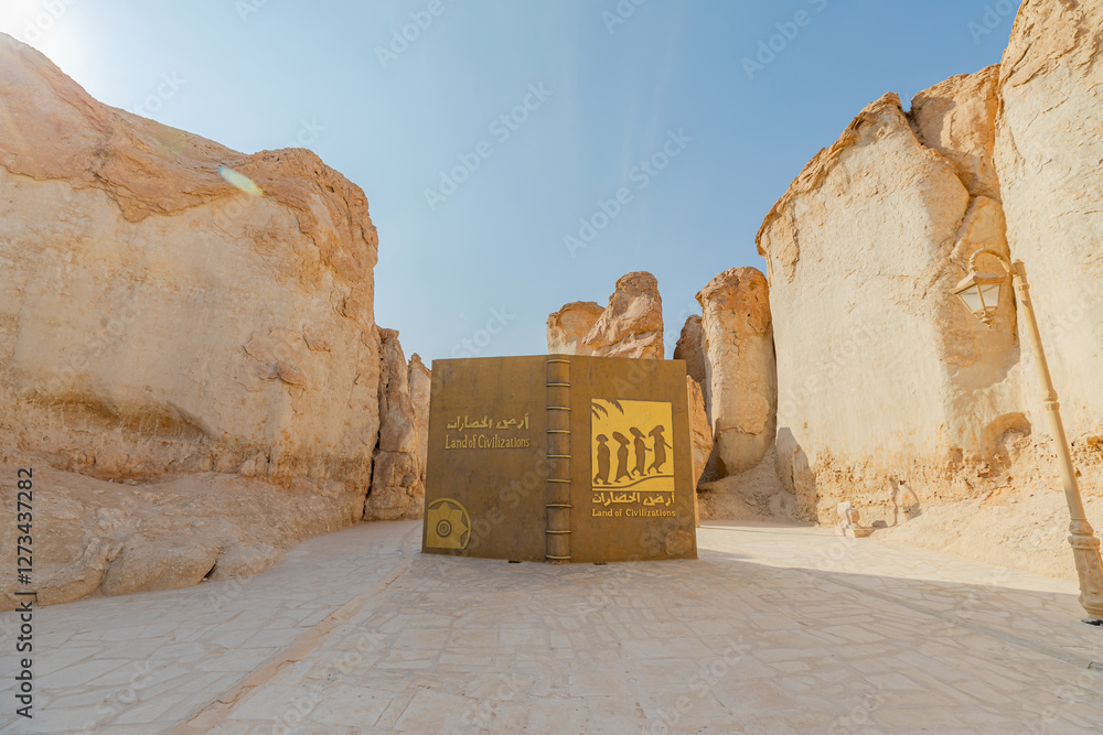 Saudi Arabia - Jan 1, 2025:Book-shaped monument celebrating Saudi ...