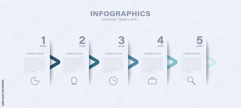 Simple infographic design template with thin icons. 5 steps to success ...