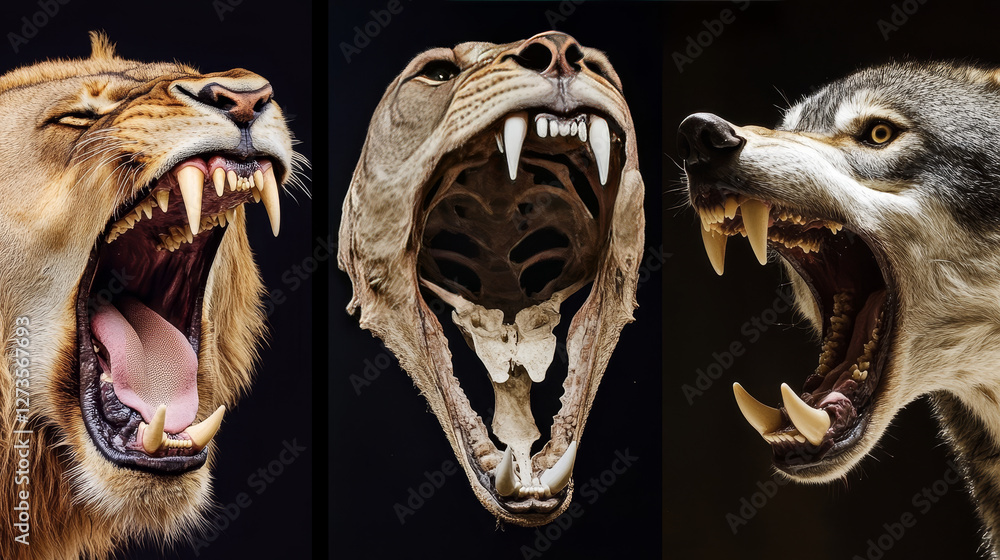 Animals mouth vector open boney jaw with teeth or fangs of roaring ...