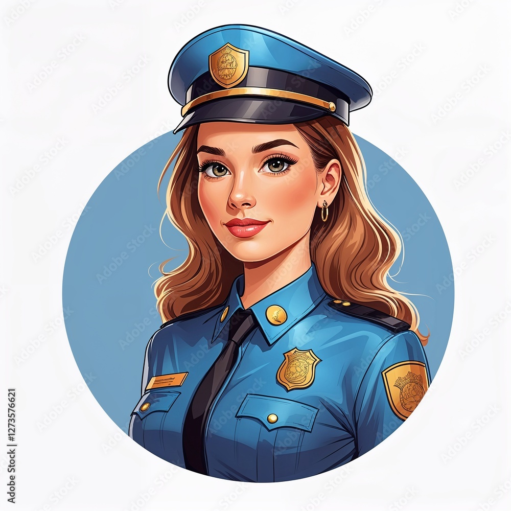 Woman in bus driver uniform cartoon illustration on plain white ...