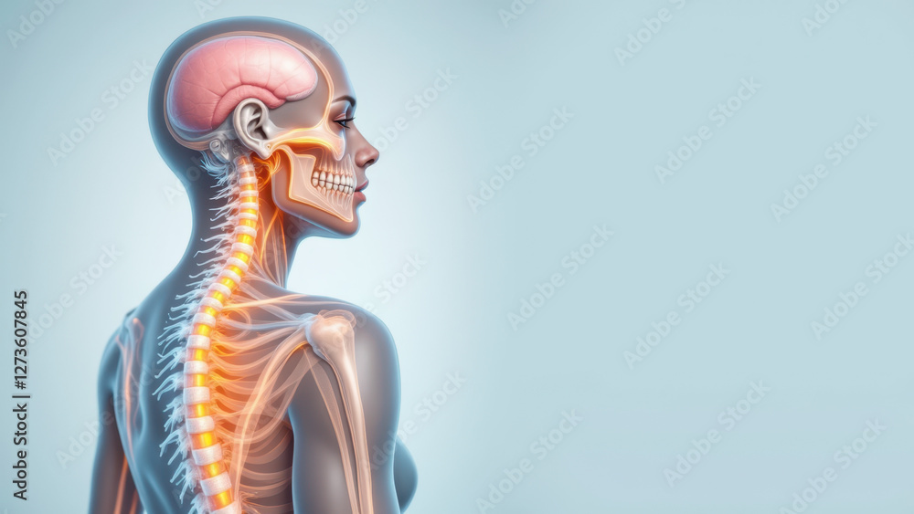 Vagus Nerve Stimulation - Anatomical Illustration of Human Body with ...