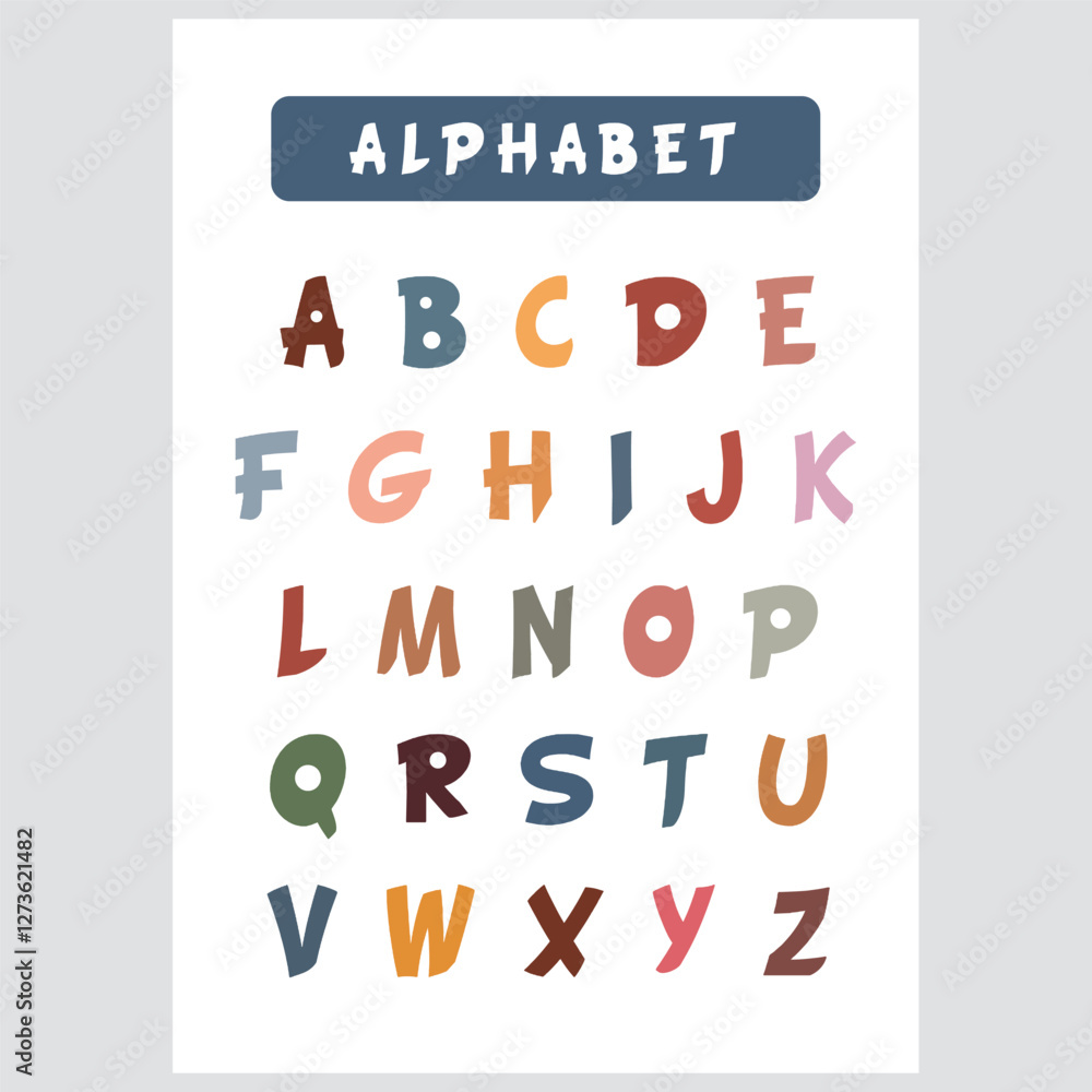 Educational poster for kids featuring uppercase alphabets theme to ... Educational poster for kids featuring uppercase alphabets theme to ...