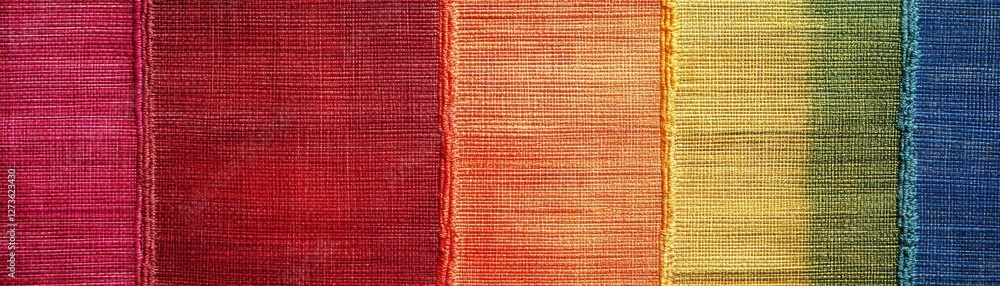 Harmonious Tatami mat woven pattern in blended rainbow shades over a ...