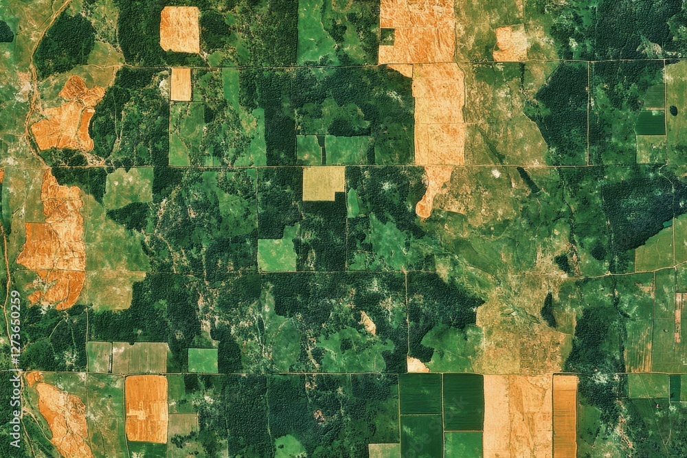 Satellite image revealing extensive deforestation impact on forest ...