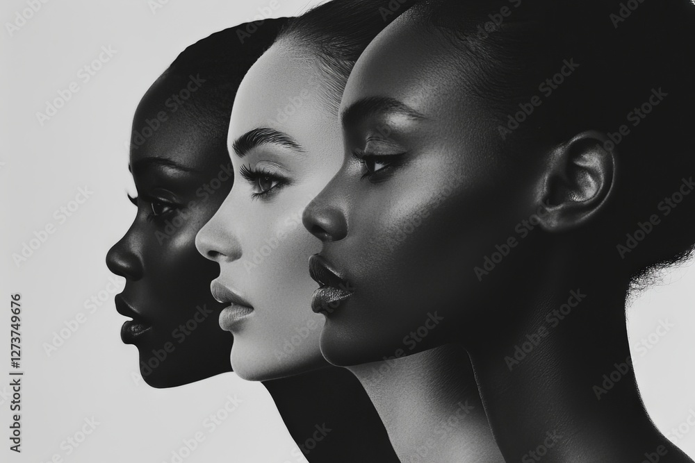 Beautiful women from various ethnic backgrounds come together to ...