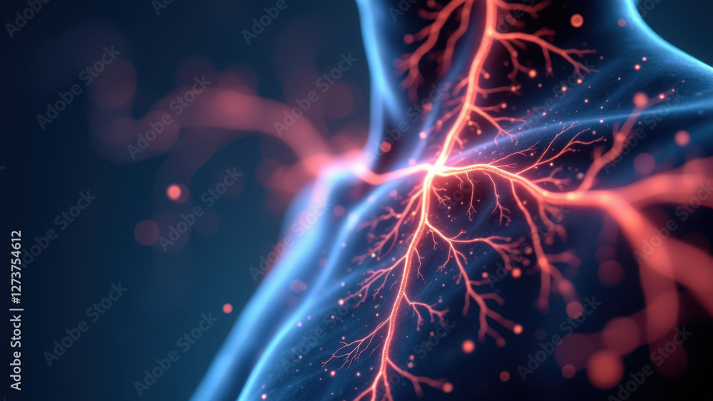 Visual representation of a human neck with highlighted vns (vagus nerve ...