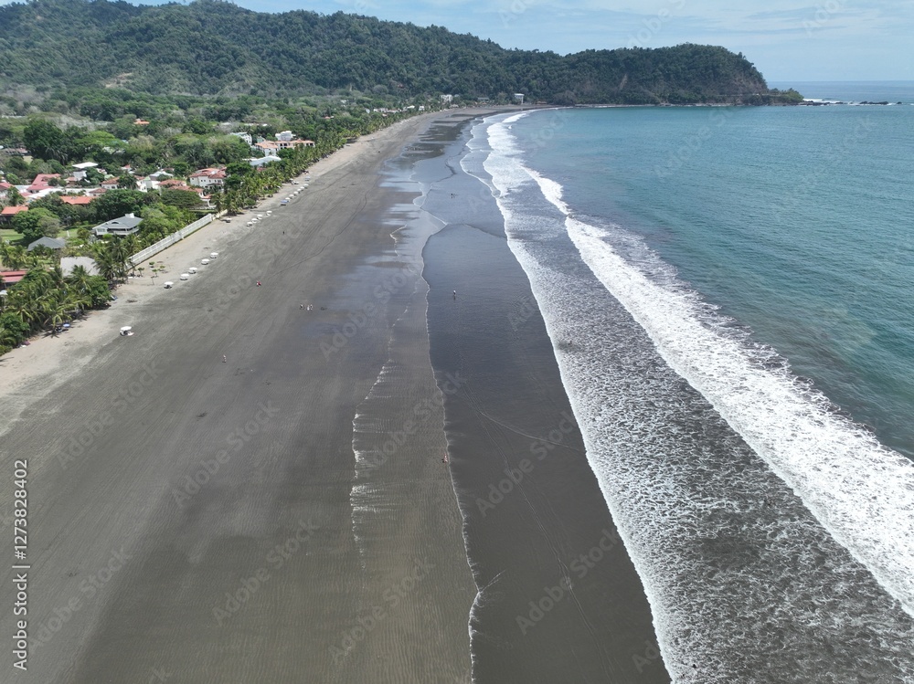 Jaco Beach, Costa Rica: Coastal Serenity and Volcanic Sand Stock Photo ...