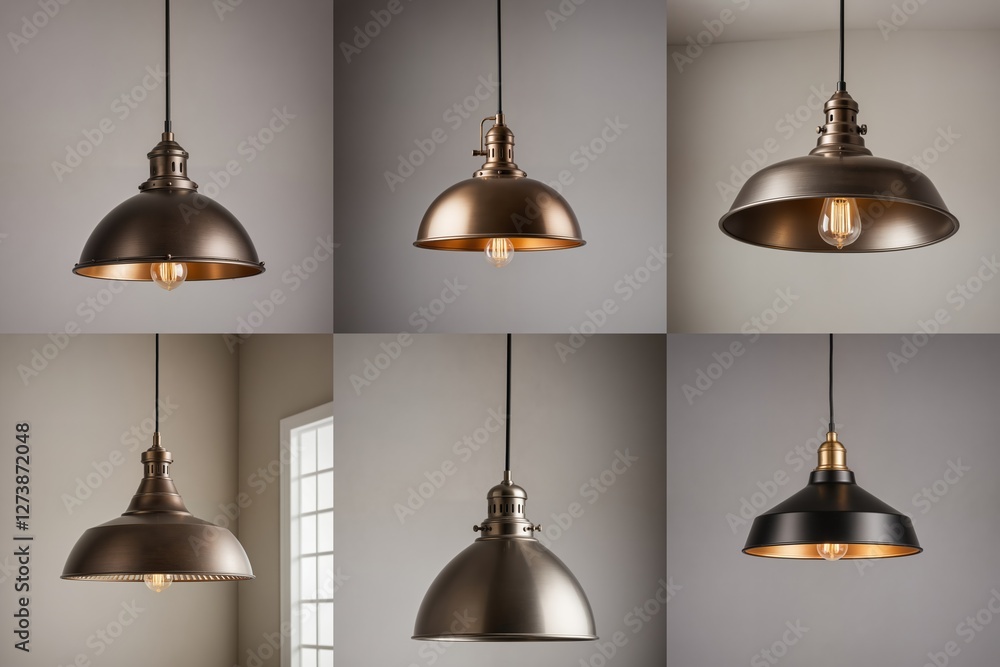 This image displays six unique, modern pendant lights with varying ...