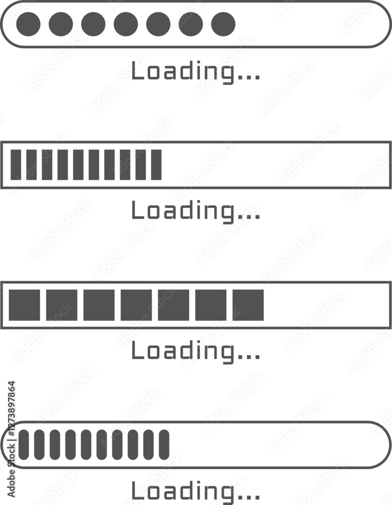 Clean, minimalist loading bar icons in four stages of progress. Perfect ...
