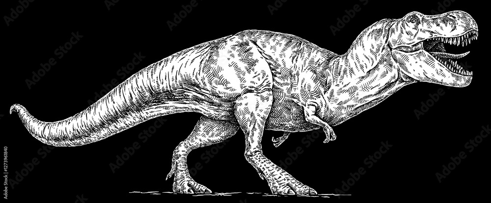 Vintage engraving isolated Tyranosaurus rex set illustration t-rex ink ...