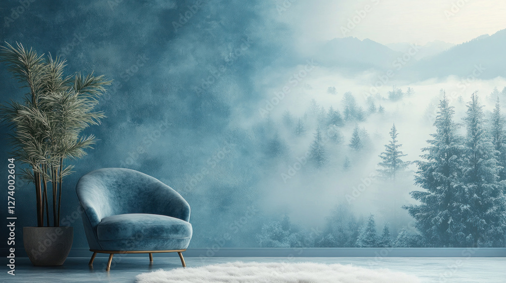 Minimalist wallpaper with a gradient blend from icy blue to soft white ...