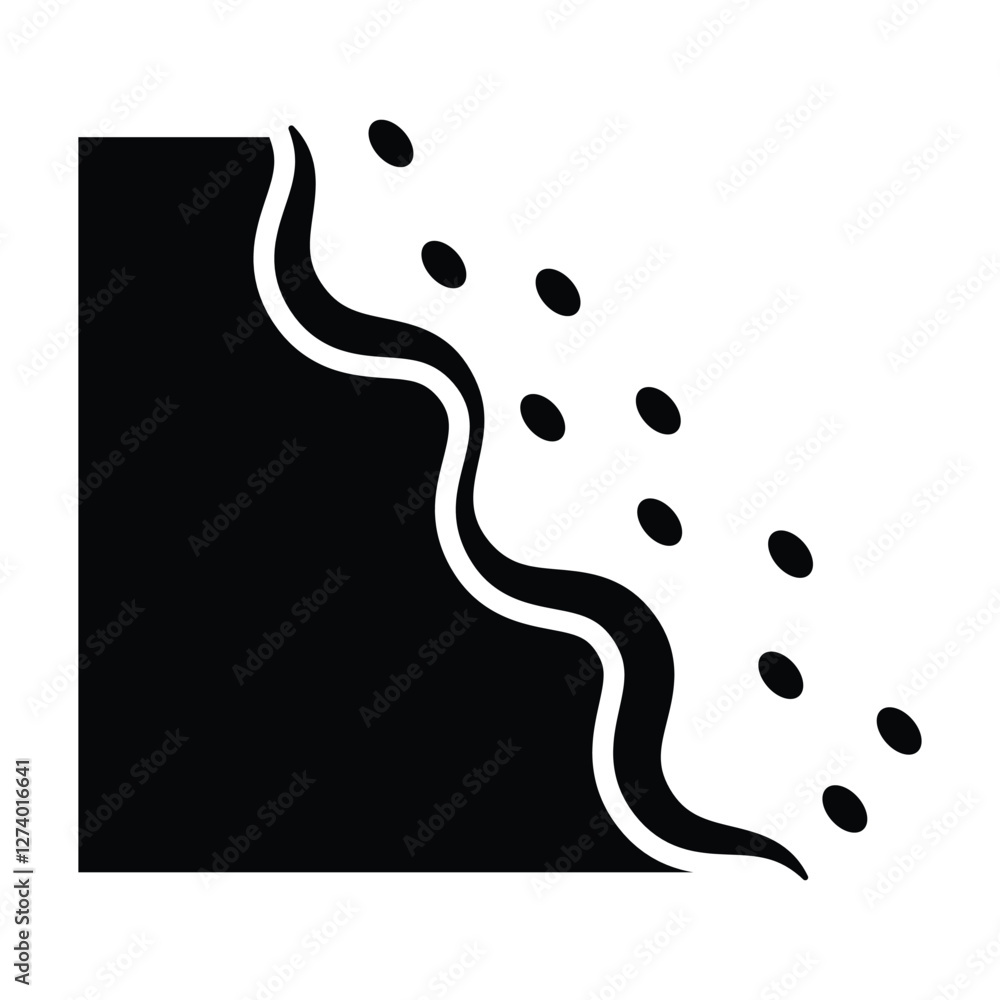 Landslide icon. Flat style silhouette symbol isolated on white ...
