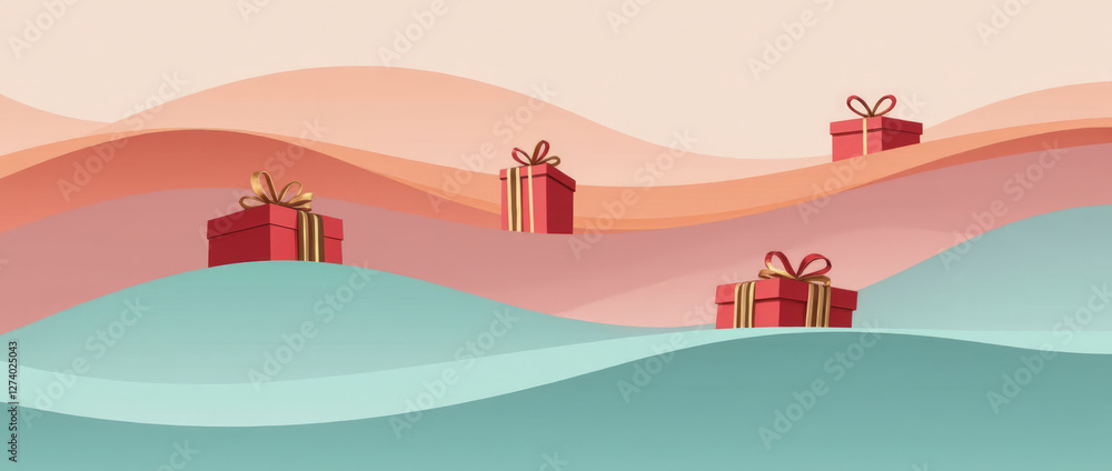 Gift Boxes Arranged in Overlapping Waves Transitioning in Color from ...
