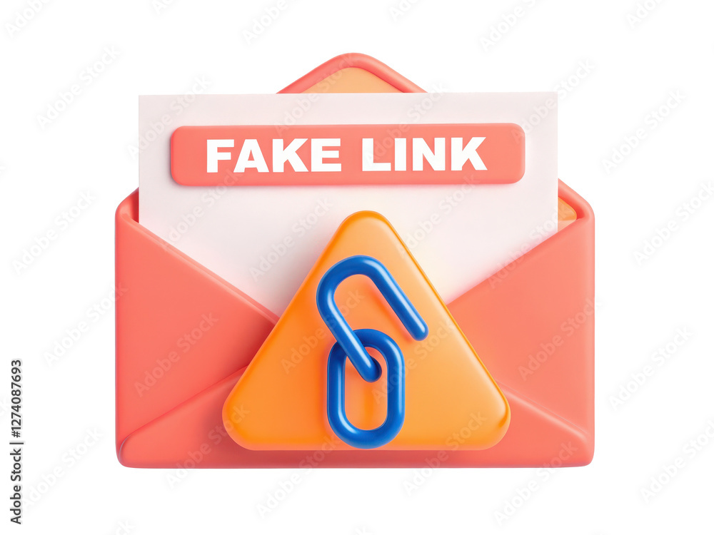 phishing email concept, Email envelope with warning about fake link ...