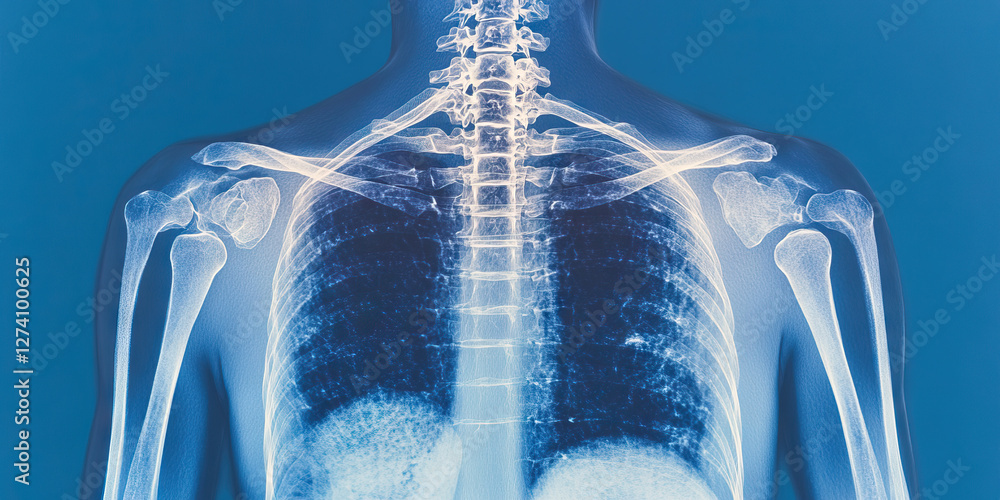 Posterior Chest X-Ray Showing Skeletal Structure and Lung Tissue Stock ...