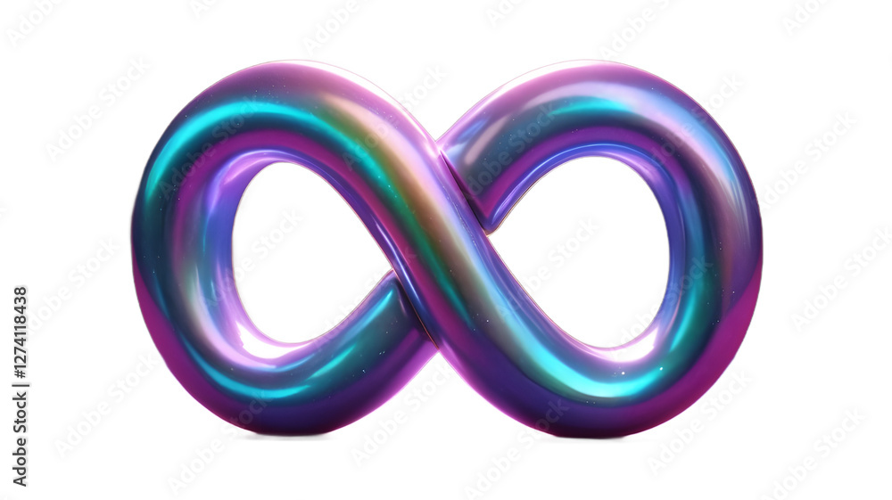 futuristic iridescent infinity symbol with holographic neon glow on ...
