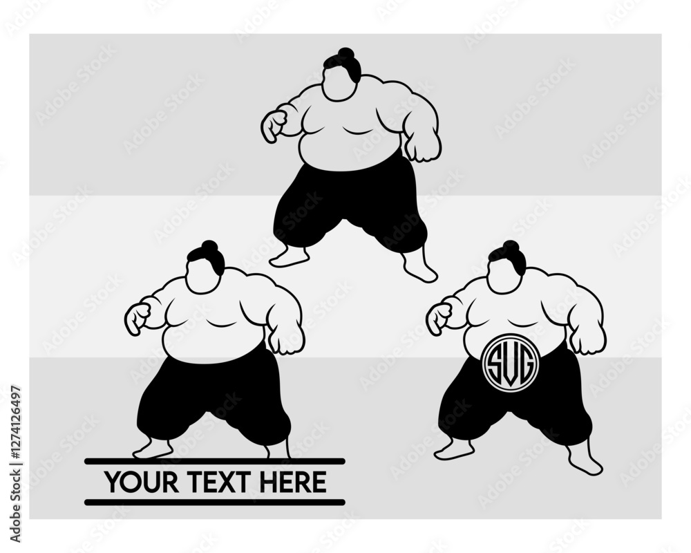 Sumo Wrestling SVG Silhouette Bundle, Sumo Wrestling Silhouette, Sumo ...
