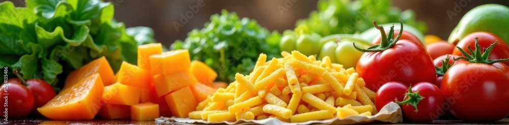 Processed junk food vs fresh produce; healthy eating choice , still ...