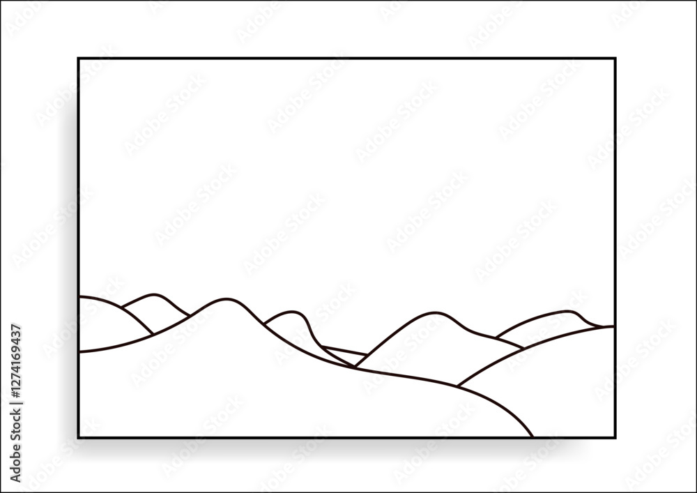 Outline Landscape with Hills, Simple Coloring Page, Vector Background ...