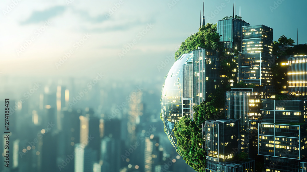 Eco-City Globe: Futuristic architecture blends nature and urban living ...