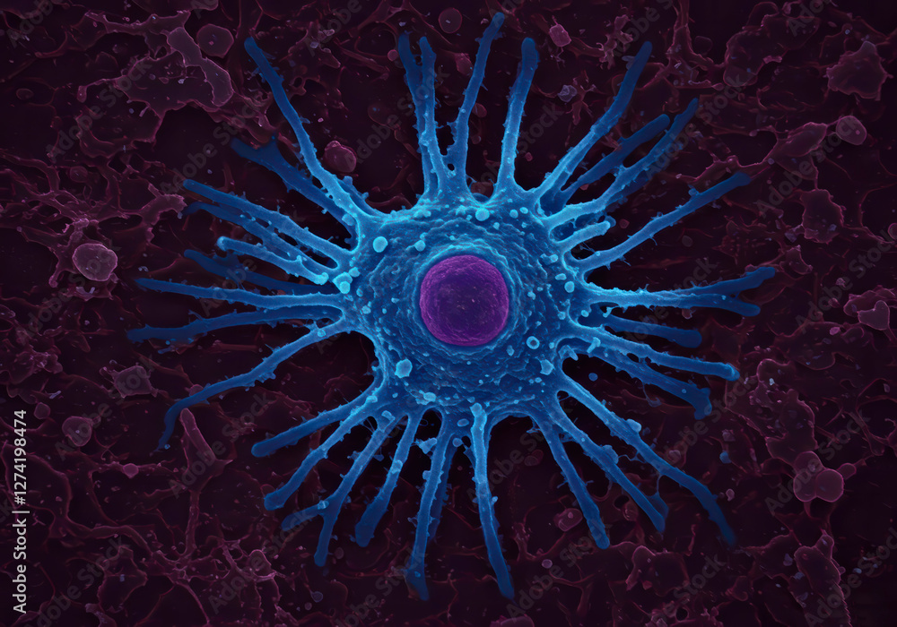 Scientific Visualization of a Dendritic Cell in 3D SEM Style Showing ...
