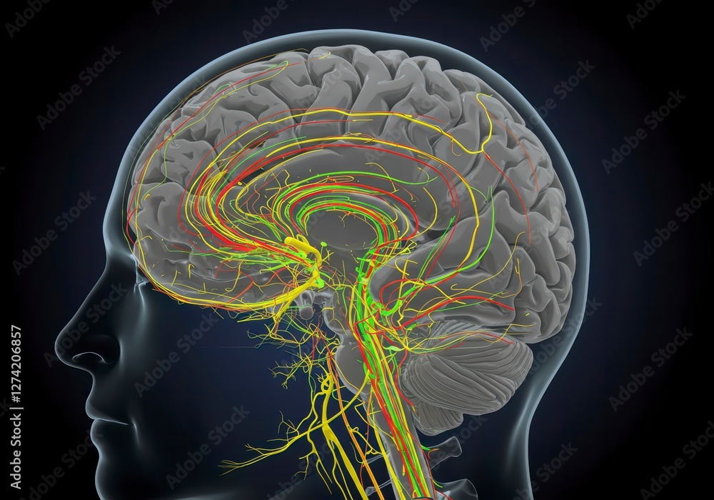 Magnetic Resonance Imaging (MRI) Data Transformed into 3D Brain Nerve ...