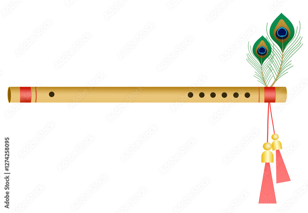 Kerala traditional odakuzhal or lord krishna flute with peacock ...