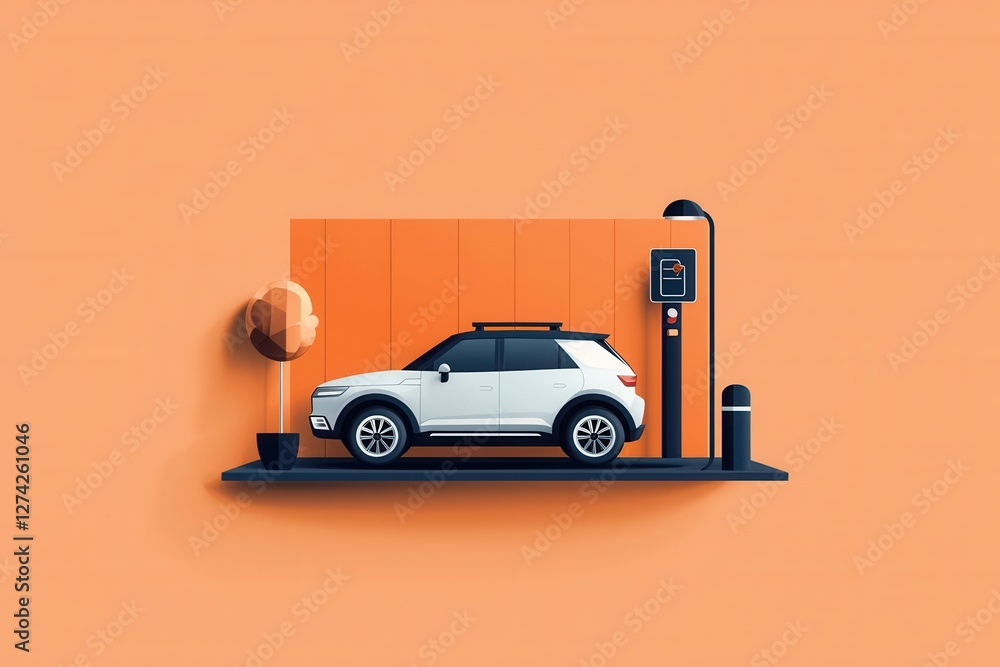 Smart parking app interface layout car parking icon digital environment ...