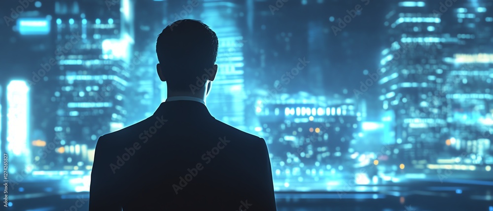 Businessman AI technology cyber security tools use machine learning ...