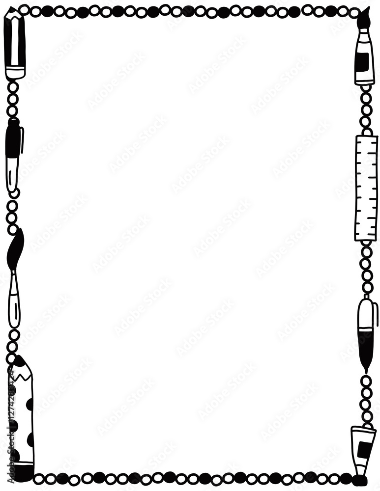 School supplies border clipart. Back to school border. Educational ...