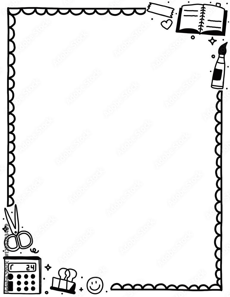 Ilustración de Stock School supplies border clipart. Back to school ...