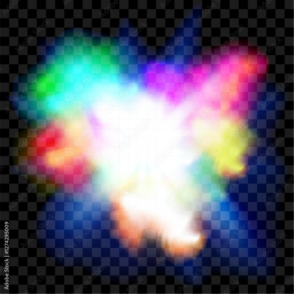 Colorful cloud with light effect in transparent colors on a ...
