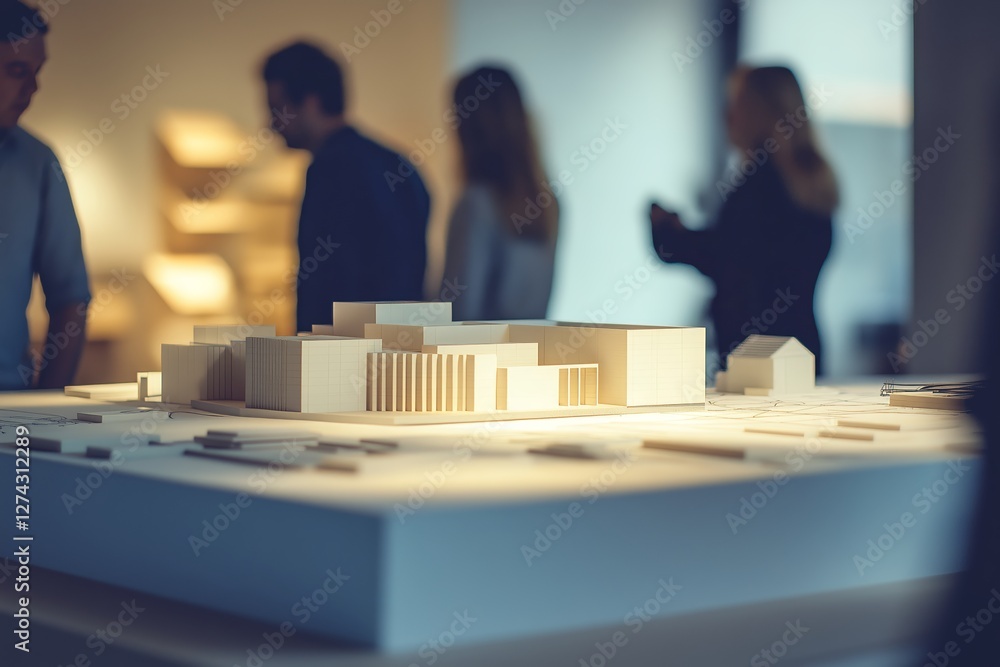Conceptual model displayed during building design approval meeting ...