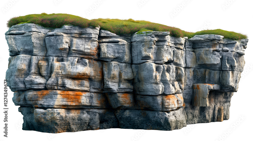 Rocky Clifftop Island Grass Texture, High-Resolution 3D Render for ...