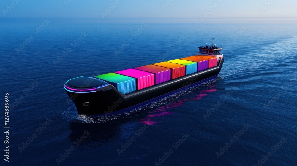 Foto de Stock Autonomous Shipping Container Vessels. AI-powered cargo ...