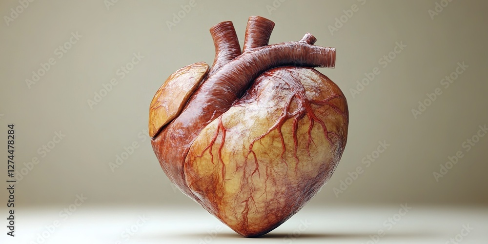 Heart anatomy model displayed on a neutral background, showcasing ...
