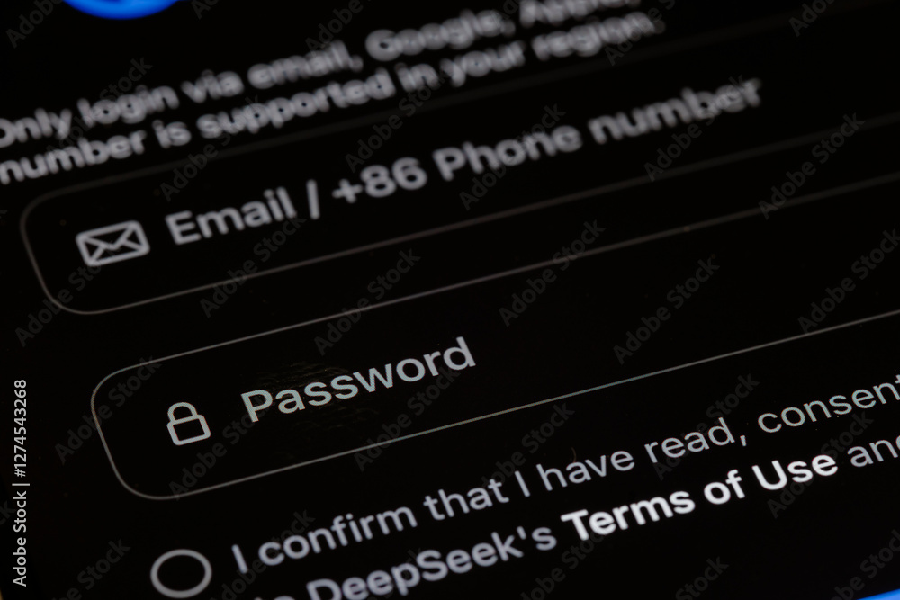Login interface with email, phone number, and password fields. User ...