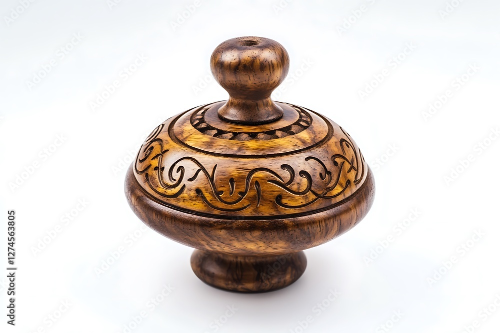 Classic dreidel with a traditional design and rich wood texture, white ...