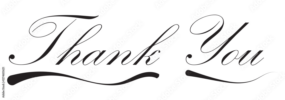 Thank you words, hand written custom calligraphy isolated on white ...
