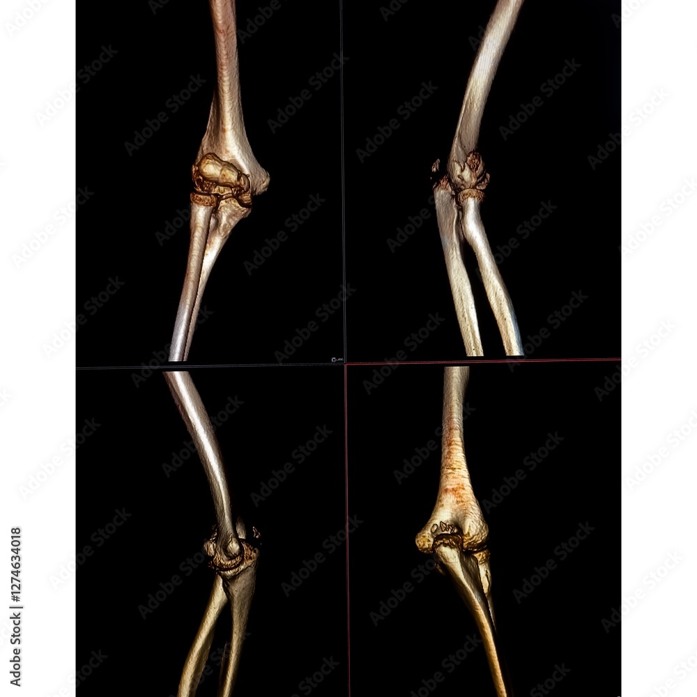 CT scan 3D image of an elbow joint showing dislocation and fracture ...