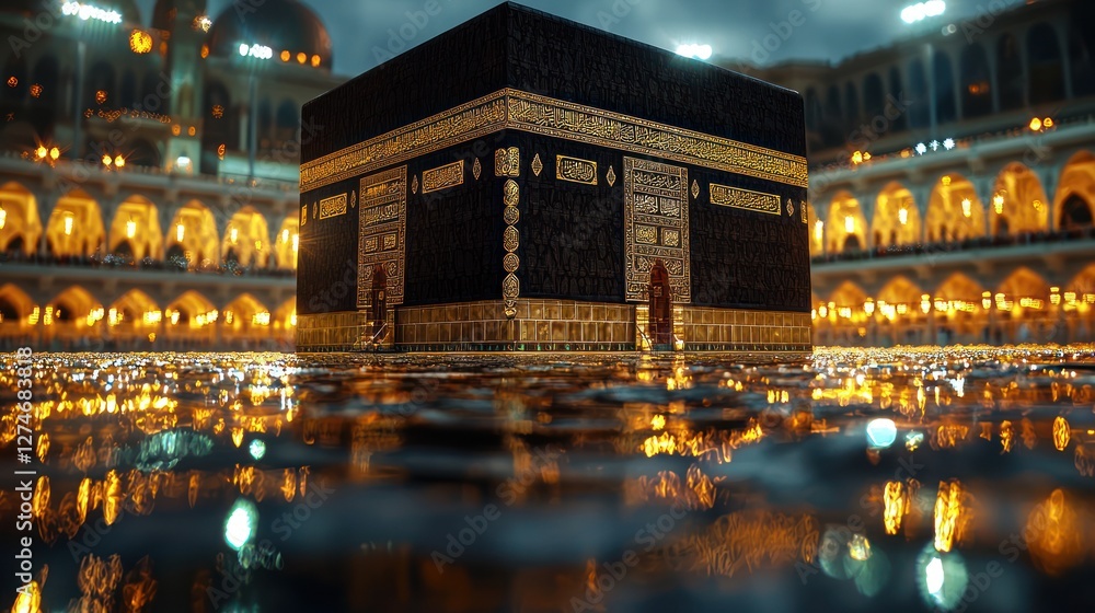 Kaaba, Mecca, night, reflection, pilgrimage, holy city, Islam ...