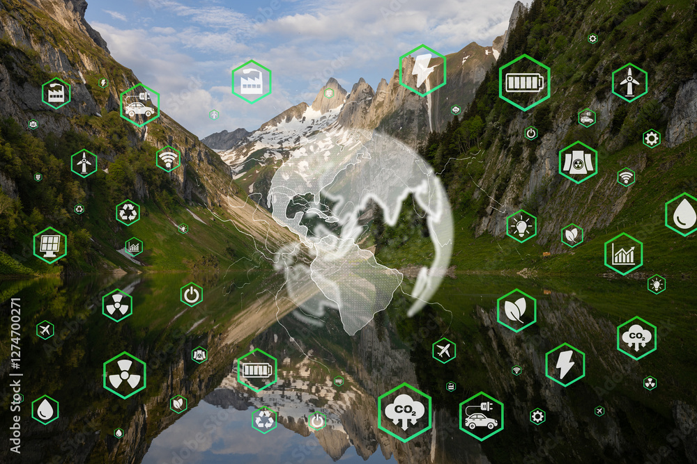 Photo Stock Business hands holding the green world for the Sustainable ...