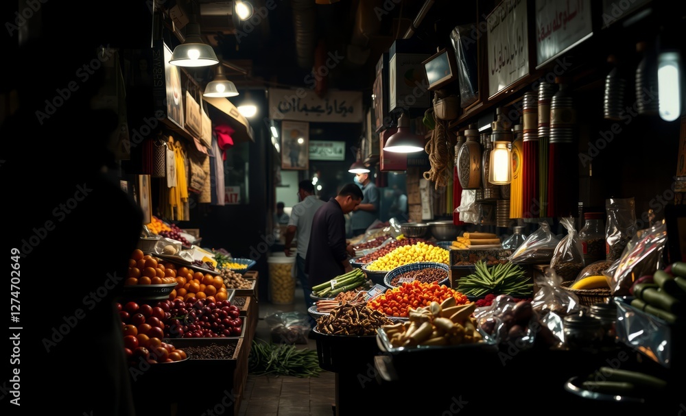 Ramadan's lively bazaar market traditional east asian market with ...