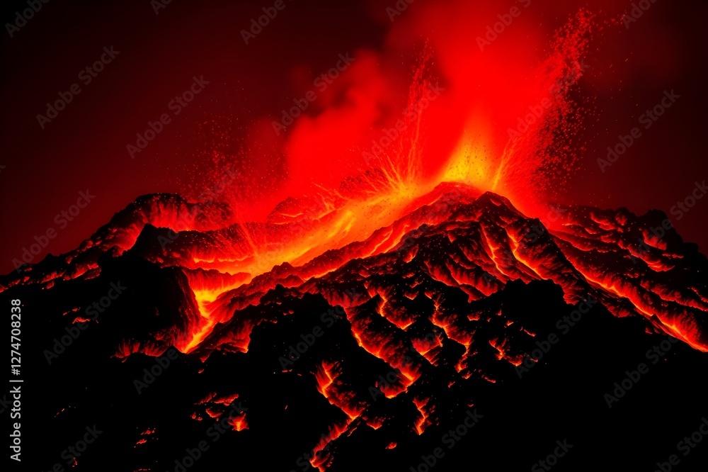 awe-inspiring display of a volcanic eruption with its explosive force ...