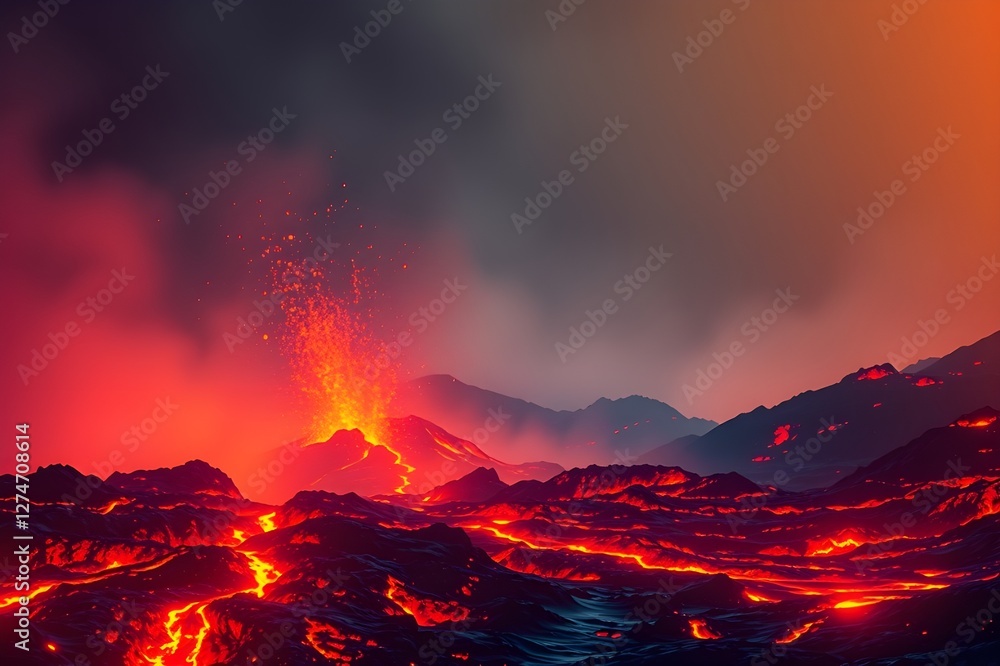 awe-inspiring display of a volcanic eruption with its explosive force ...